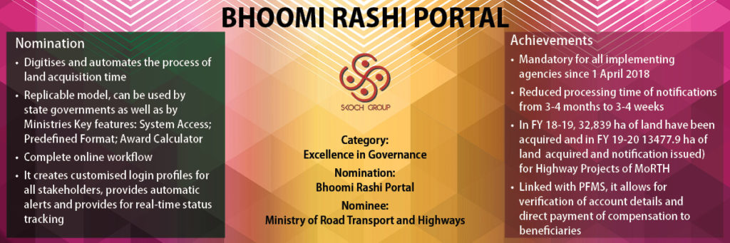 Bhoomi Rashi Portal, Ministry of Road Transport and Highways – SKOCH Exhibition